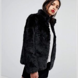 Fever | Jackets & Coats | Fever Black High Collar Faux Fur Boucle ...